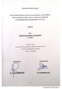 EVALUASI PENANGGULANGAN SCALE DENGAN ACID WASHING PADA FLOWLINE SUMUR “NK-21” LAPANGAN SUKOWATI ...